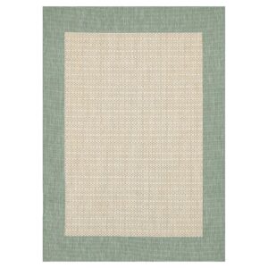 couristan recife checkered field indoor/outdoor area rug, 5'3" x 7'6", natural-green