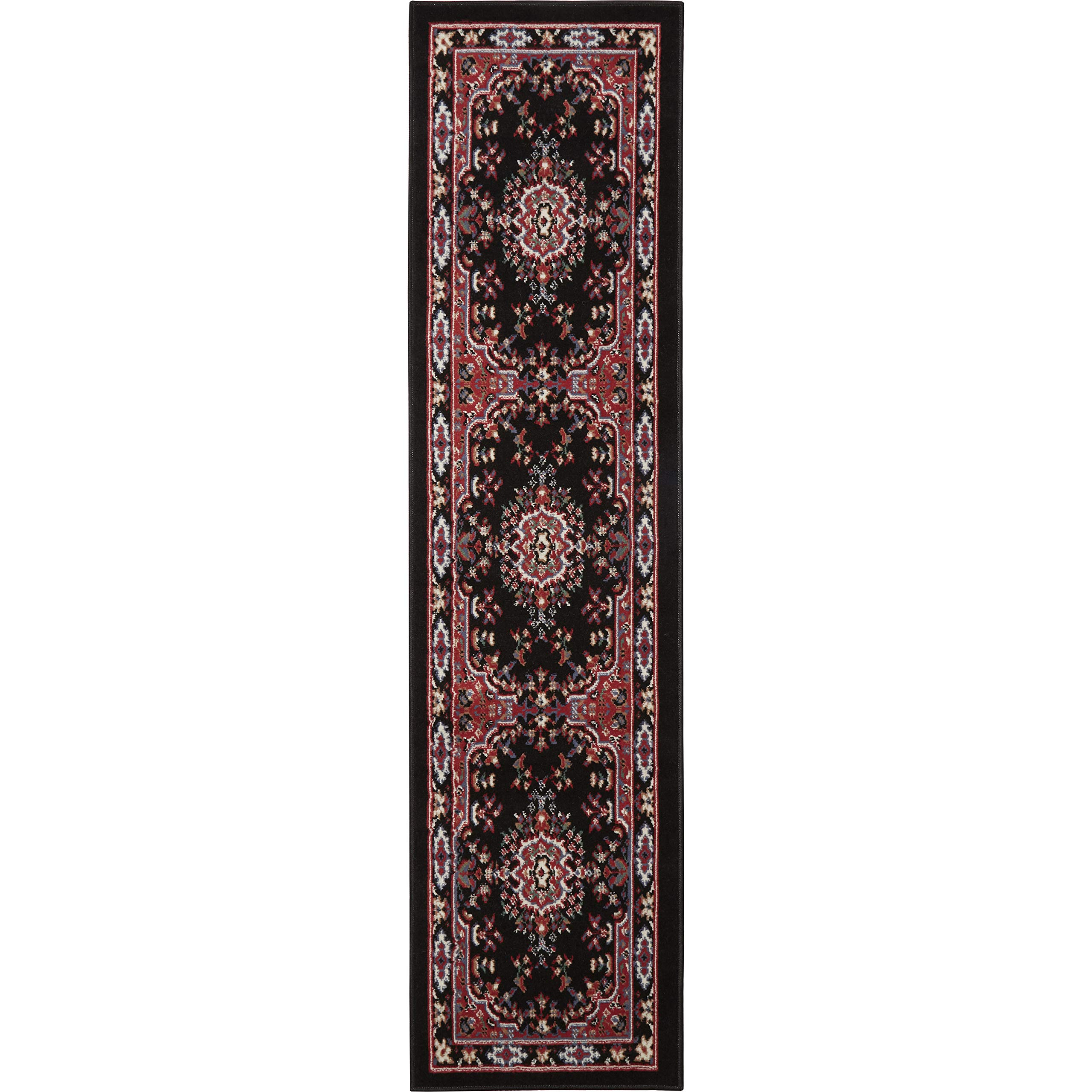 Home Dynamix Premium Sakarya Traditional Medallion Border Area Rug, Black, 1'9"x7'2" Runner