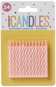 unique stripes party candles, 2.5", pink