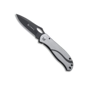 crkt pazoda edc folding pocket knife: everyday carry, gray ti nitride blade, thumb slot, liner lock, stainless handle, pocket clip 6480