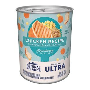 natural balance original ultra adult wet dog food, chicken formula with brown rice, carrots & potatoes, 13 ounce can (pack of 12)