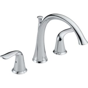 delta faucet lahara 2-handle widespread roman tub faucet, chrome tub faucet, roman bathtub faucet, delta roman tub faucet, tub filler, chrome t2738 4.00 x 9.00 x 20.00 inches