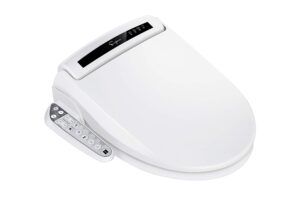 empava eb990 heated toilet seat with warm air dryer and wash functions in white, round