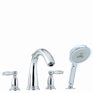 hansgrohe swing c classic 2-handle 20-inch wide roman tub filler freestanding bathtub faucetand shower set in chrome, 06123000