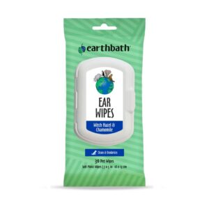 earthbath, dog ear wipes - gentle dog ear cleaner, best pet wipes for dogs & cats, made in usa, cruelty-free dog wipes, keep your pet's ears naturally clear & infection free - 25 count (1 pack)