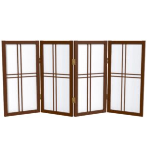 2 ft. short desktop double cross shoji screen - walnut - 4 panels