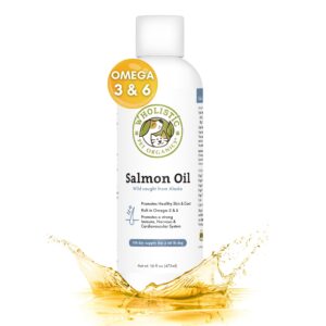 wholistic pet organics salmon oil: deep sea wild alaskan salmon oil for dogs and cats - natural omega 3 dog fish oil supplement with epa and dha for skin, coat, heart and nervous system health