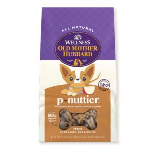 wellness old mother hubbard classic p-nuttier natural dog treats, crunchy oven-baked biscuits, ideal for training, mini size, 20 ounce bag