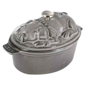 staub cast iron 1-qt pig cocotte - graphite grey, made in france