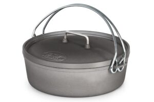 gsi outdoors 10-inch hard anodized dutch oven | heavy-duty, non-reactive, rust-free | perfect for open fire, camp coals, home oven use | dutch oven for sourdough bread, stews, soups and more