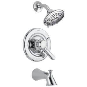 delta faucet lahara 17 series dual-function tub and shower trim kit with 5-spray touch-clean shower head, chrome t17438 (valve not included)