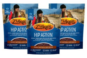 zuke's hip action dog treats peanut butter and oats recipe, 6 ounces (3 pack)