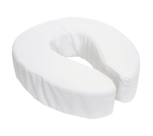 essential medical supply foam padded toilet seat cushion - 2" height, hook and loop attachment for easy installation, washable vinyl cover - added cushion for the toilet with pressure relief