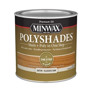 1/2 pt minwax 21370 classic oak polyshades wood stain and polyurethane, satin