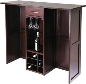 winsome newport 40.16 x 50 x 17.87-inch wood expandable counter wine bar, antique walnut (94350)