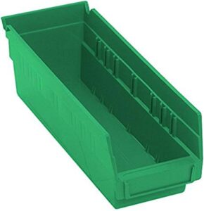 quantum storage systems qsb101gn 36-pack 4" hanging plastic shelf bin storage containers, 11-5/8" x 4-1/8" x 4" , green