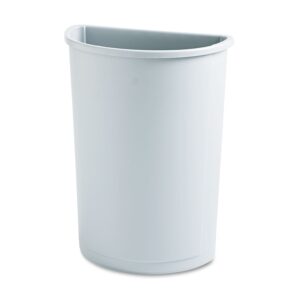 rubbermaid commercial 352000gy untouchable waste container, half-round, plastic, 21gal, gray