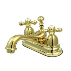 centerset bathroom faucet with double cross handles finish: polished brass