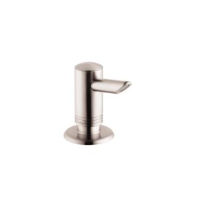 hansgrohe bath and kitchen sink soap dispenser premium 3-inch, modern soap dispenser in stainless steel finish, 40418800