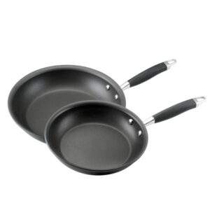 anolon advanced hard anodized nonstick frying pan set / skillet set - 10 inch and 12 inch, gray