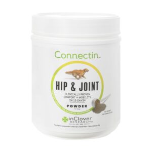 inclover connectin hip and joint supplement for dogs. combines glucosamine, chondroitin and hyaluronic acid with herbs for comfort and mobility