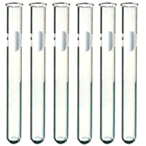 6 pack - 20x150mm pyrex glass test tubes with rim and marking spot