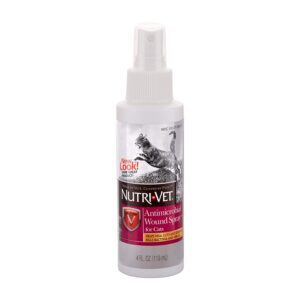 nutri-vet antimicrobial wound spray for cats - formulated to sooth skin with aloe and vitamin e - helps promote healing and reduce pain - 4 oz