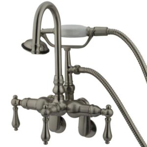 elements of design dt3018al hot springs wall mount clawfoot tub filler with hand shower, satin nickel