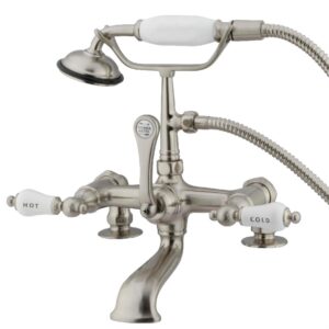 elements of design dt2038cl hot springs deck mount clawfoot tub filler with hand shower, satin nickel