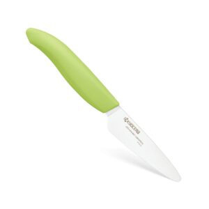 kyocera advanced ceramic revolution series 3-inch paring knife, green handle, white blade