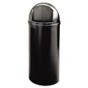 rubbermaid commercial products marshal classic container, round trash can, 15 gallons, black, outdoor for parks/college campuses/outdoor shopping malls