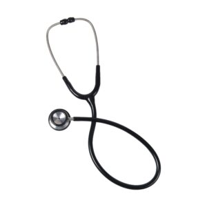 mabis stethoscope, adult with infant bell, diaphragm, stainless steel chest piece, dual binaural and 22 inch tubing with 2 extra sets of ear tips, black