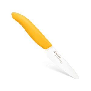 kyocera advanced ceramic revolution series 3-inch paring knife, yellow handle, white blade