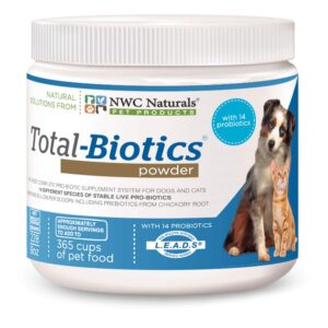 nwc naturals total biotics & probiotics for dogs and cats, 365 cups treats, 8 ounces