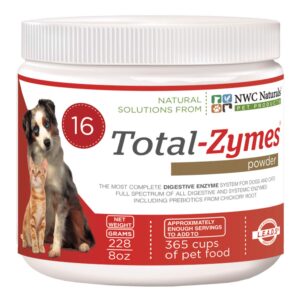 nwc naturals - total-zymes- digestive enzymes for dogs and cats - treats 365 cups of pet food