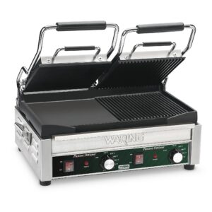 waring commercial wdg300 panini tostato ottimo dual italian-style panini/flat grills, 240-volt