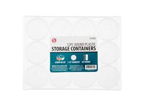 se 12-in-1 round containers with screw-on lids inside storage box, 1-1/2", translucent - 8736db