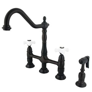 kingston brass ks1275pxbs heritage bridge kitchen faucet, 8-3/4", oil rubbed bronze