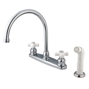 kingston brass kb721px vintage 8" centerset kitchen faucet, 8-3/4" in spout reach, polished chrome