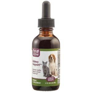 petalive kidney support - all natural herbal supplement promotes healthy kidney and urinary functioning in cats and dogs - 59 ml