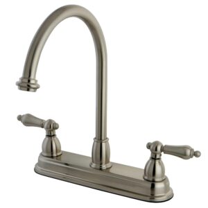 kingston brass kb3748al restoration 8-inch centerset kitchen faucet without sprayer, brushed nickel