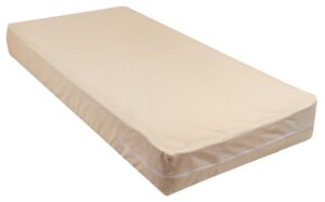 100% cotton fleetwood mattress cover, zips around the mattress, cot size