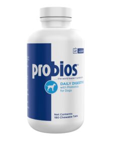 probios dog digestive support - digestive tablets with probiotics for dogs, daily pet probiotics for dogs, liver flavored, 180 count, by vets plus