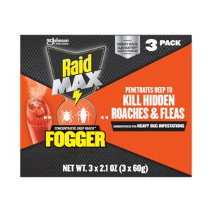 raid max fogger, insect killer for mosquito, ant, roach, spider, flea, for indoor use 6.3 ounce (pack of 1)