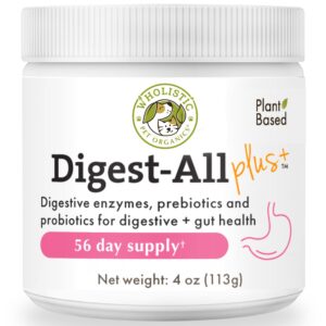 wholistic digest-all plus dog probiotics & digestive enzymes - 4 oz - cat probiotics for digestive health - dog supplement powder for homemade food