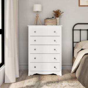 Prepac Sonoma Superior 5-Drawer Chest for Bedroom - Spacious and Stylish Chest of Drawers, Measuring 17.75"D x 31.5"W x 44.75"H, In White Finish