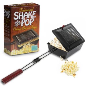 campfire popcorn popper starter kit - the original whirley pop open fire popcorn popper with popcorn kit, aluminum campfire popcorn maker, popcorn pot for campfire popcorn (by wabash valley farms)