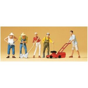 people working in garden w/gardening tools (5) set #1 ho scale preiser models