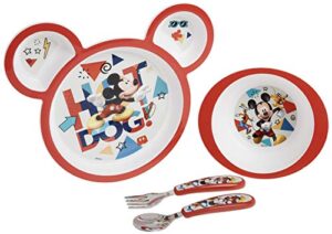 the first years disney mickey mouse dinnerware set - toddler plates and toddler utensils- 4 count