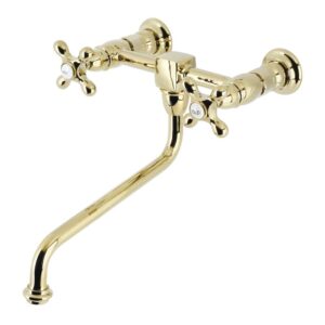 kingston brass ks1202ax heritage kitchen faucet, polished brass